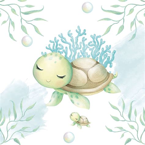 Wall Mural Mummy Turtle And Cub Wallpaper