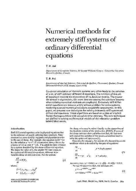 pdf numerical methods for extremely stiff systems of ordinary