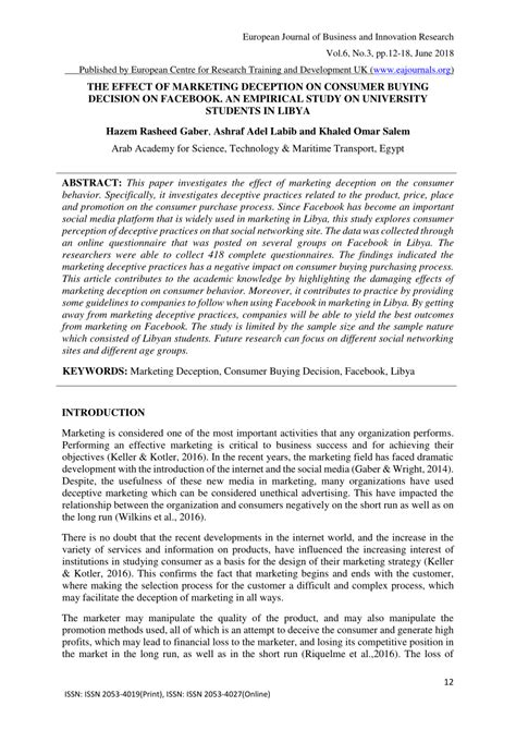 Pdf The Effect Of Marketing Deception On Consumer Buying Decision On Facebook An Empirical