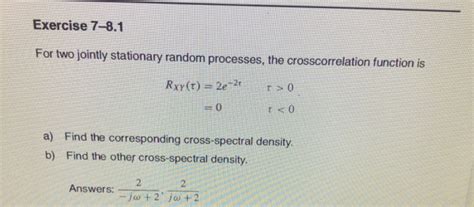 Solved Exercise 7 81 For Two Jointly Stationary Random