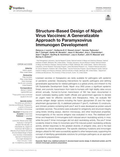 Pdf Structure Based Design Of Nipah Virus Vaccines A Generalizable