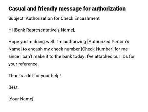 Sample Authorization Letter To Encash Check