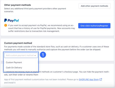 setting up custom payment methods shopline help center