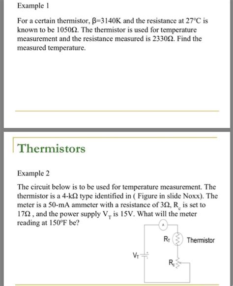 Solved Example 1 For A Certain Thermistor B 3140k And The