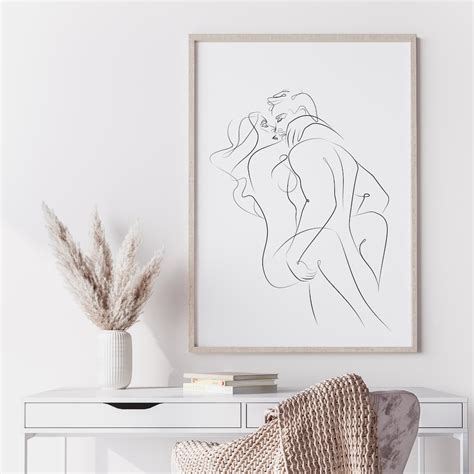 erotic line art print sex line art minimal home decor black white abstract print abstract erotic
