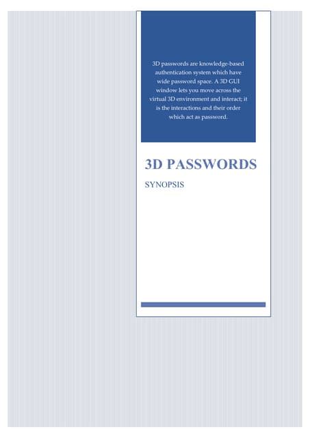 Seminar Report On 3d Password Pdf