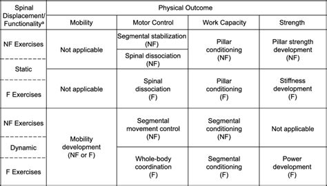 Spinal Exercise Classification With Exercise Objectives Positioned Download Scientific Diagram
