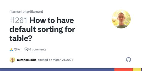 How To Have Default Sorting For Table · Filamentphp Filament · Discussion 261 · Github
