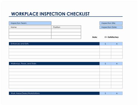 Weekly Safety Inspection Checklist Workplace Inspection Checklist Is