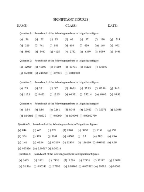 Igcse Maths Topical Questions Significant Figures Pdf