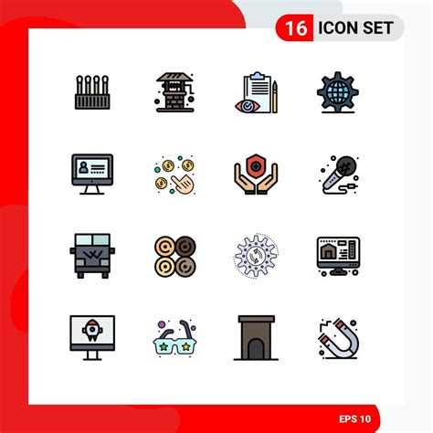 Stock Vector Icon Pack Of 16 Line Signs And Symbols For Computer Server Quality Control Internet