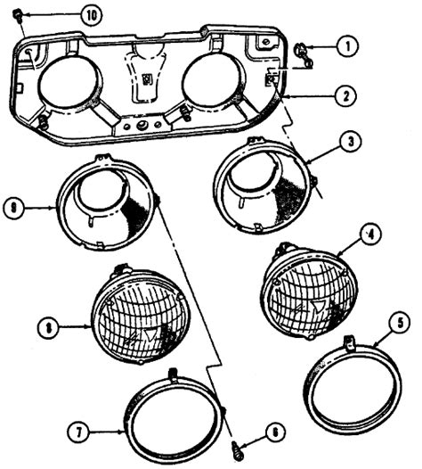 1967 68 Firebird Headlights Exploded View