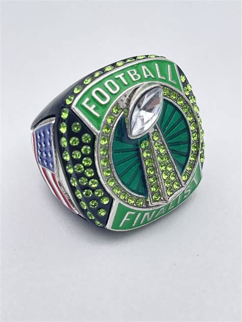 5 Star Football Finalist Ring Black Body Green Stones Item 51 49