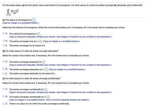 Solved For The Series Below A Find The Series Radius And