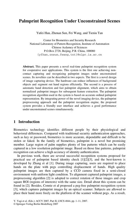 Pdf Palmprint Recognition Under Unconstrained Scenes