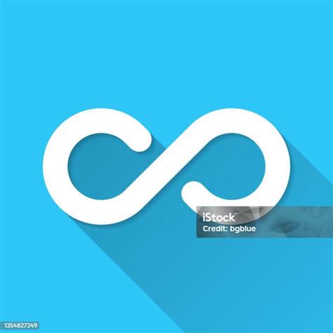 무한대 파란색 배경아이콘 긴 그림자가 있는 플랫 디자인 로고에 대한 스톡 벡터 아트 및 기타 이미지 로고 무한 3차원