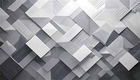 Abstract White And Gray Geometric Shapes Form An Interlocking Textured
