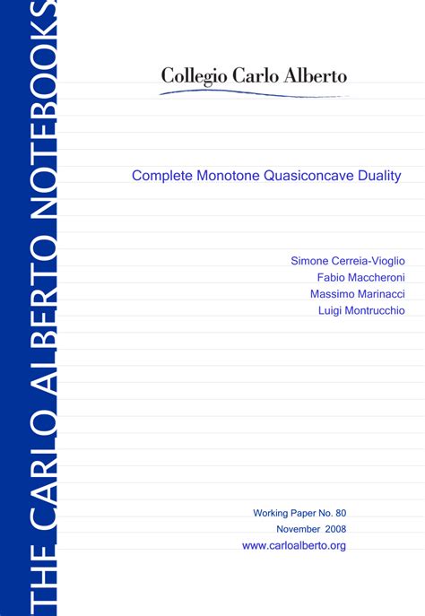 Pdf Complete Monotone Quasiconcave Duality