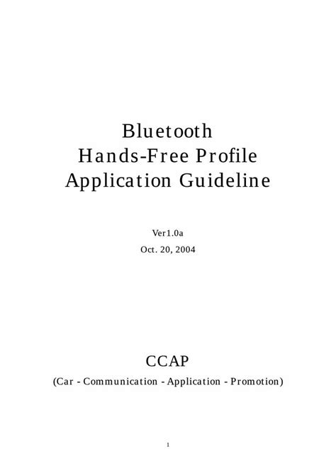 Pdf Bluetooth Hands Free Profile Application Guideline · Page Scan Parameters For The Ag Are