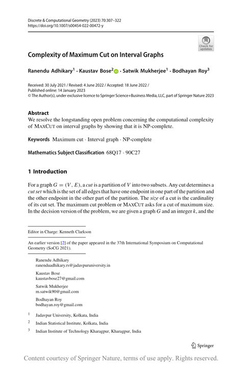 Complexity Of Maximum Cut On Interval Graphs Request Pdf