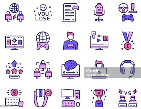 Esport 색상 선형 벡터 아이콘 집합입니다 E스포츠에 대한 스톡 벡터 아트 및 기타 이미지 E스포츠 아이콘 게이머 Istock