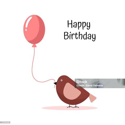 부리에 풍선 귀여운 새 생일 카드 기프트 랩 핑 프린트 유아복 침구 직물 귀여운에 대한 스톡 벡터 아트 및 기타 이미지