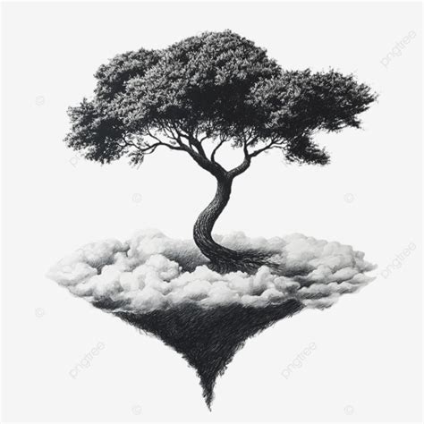 Abstract Upside Down Tree Drawing On Clouds Upsidedown Tree Drawing