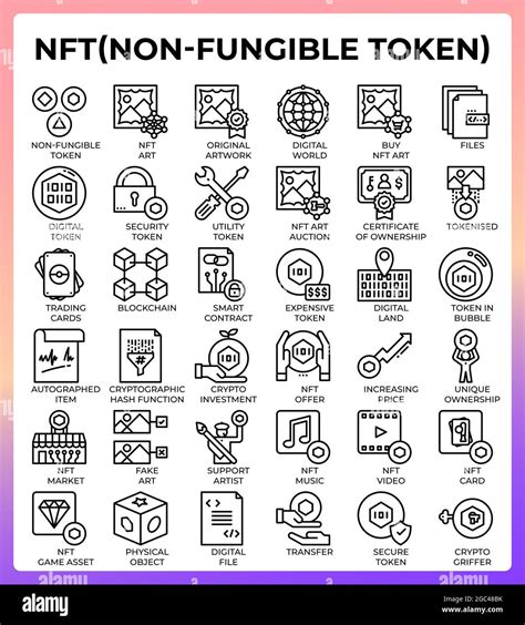 NFT Non fungible token icons set in modern style for ui, ux, web, app ...