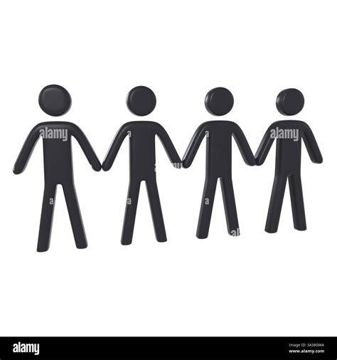 Four Black Figures Stand Together Each Holding Hands Symbolizing