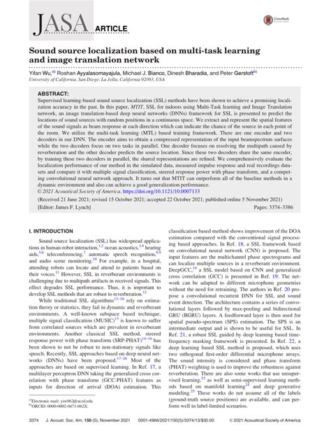 Pdf Sound Source Localization Based On Multi Task Learning And Image