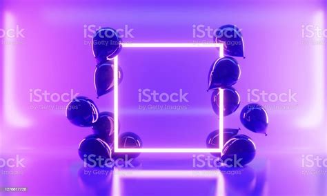 정사각형 프레임이있는 사실적인 풍선 텍스트 배치 우아한 생일 카드 또는 판매 웹 및 인쇄 장식을위한 고급 추상적 배경에 대한 시작 3d 일러스트레이션 3차원 형태에 대한