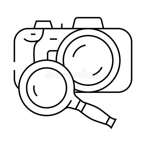 Camera Search Magnifying Glass Line Icon Vector Illustration Stock Vector Illustration Of