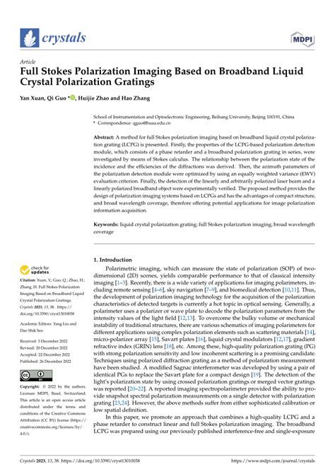 Pdf Full Stokes Polarization Imaging Based On Broadband Liquid