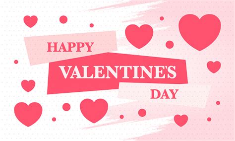 해피 발렌타인 데이 2월 14일 연례 기념 커플 애호가를위한 낭만적 인 휴가 하트 모양의 발렌타인 카드 레드와 핑크 파티 디자인 포스터 카드 배너 및 배경 벡터