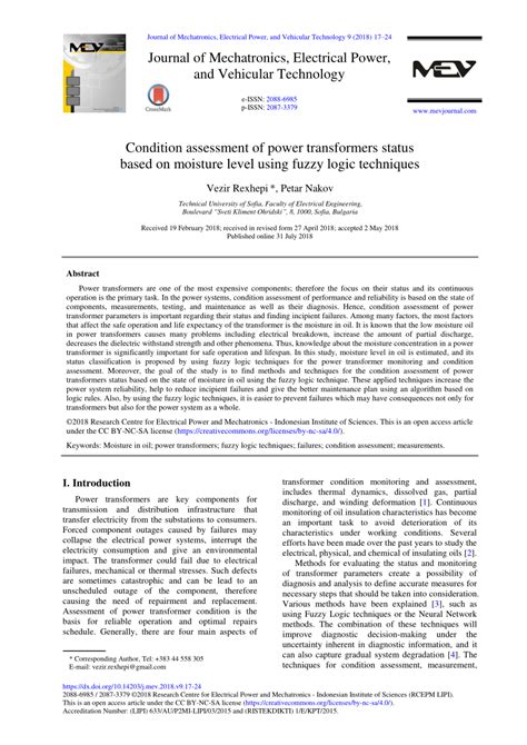 Pdf Condition Assessment Of Power Transformers Status Based On