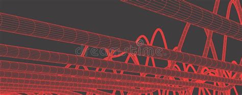 Vector Abstract Background With A Wireframe Dynamic Waves Line And Particles Stock Vector