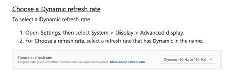 windows 11 ရဲ့ dynamic refresh rate