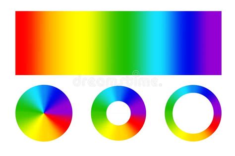 color gradient set rainbow spectrum bar and circular gradients vector