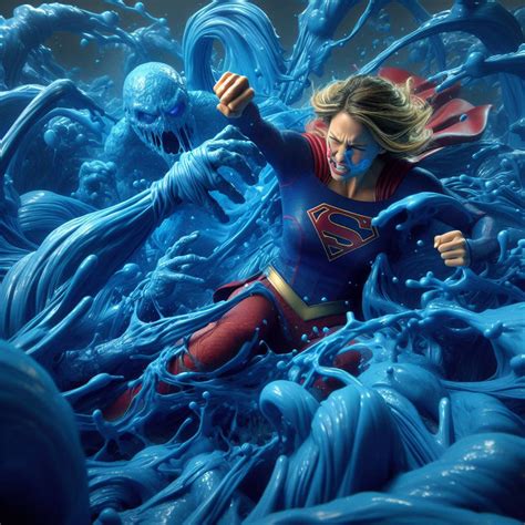 Supergirl Fights Blue Polymorph Slime By Superherofantasymag On Deviantart