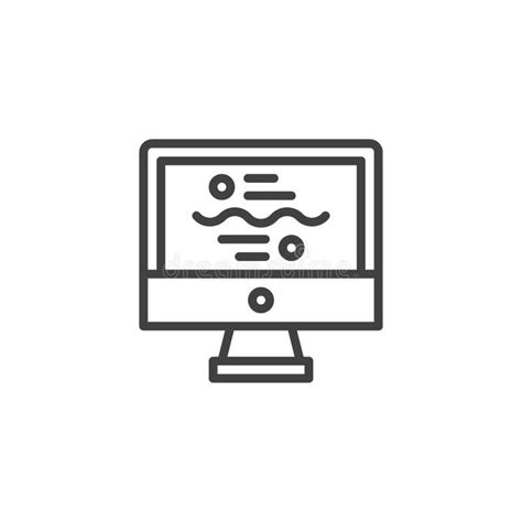 Computer Monitor With Analytics Outline Icon Stock Vector Illustration Of Editable Economic
