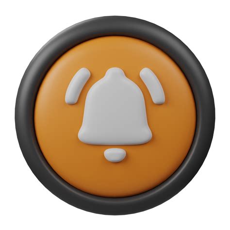 Free D Rendered Notification Button Icon With Orange Color And Black Border For Creative User