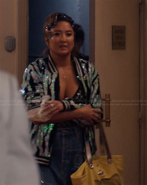 Wornontv Mindys Embellished Bodysuit On Emily In Paris Ashley Park