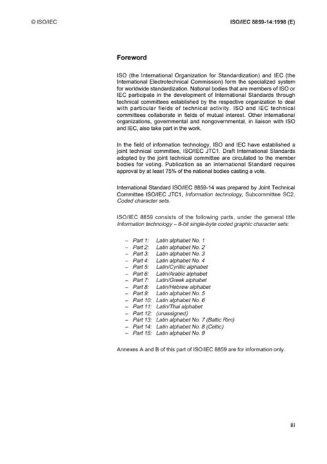 Iso Iec 8859 14 1998 Information Technology — 8 Bit Single Byte Coded Graphic Character Sets