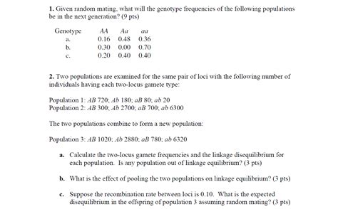 Solved Given Random Mating What Will The Genotype Chegg Com