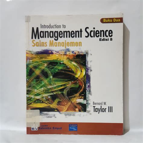 Jual INTRODUCTION MANAGEMENT SCIENCE SAINS MANAJEMEN EDISI 8 BUKU 2 TAYLOR - Jakarta Timur ...