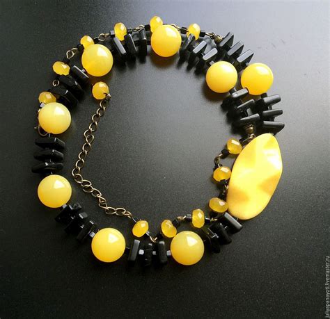 Купить Комплект Маркиза с желтым нефритом желтый колье ручной работы бусы ручной работы