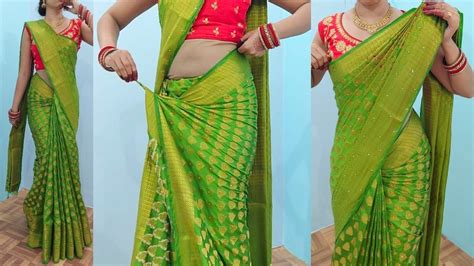 HOW TO DRAPE BORDER SAREE TO LOOK MORE SLIM AND TALL|BEGINNERS SAREE DRAPING TUTORIAL|STEP BY ...