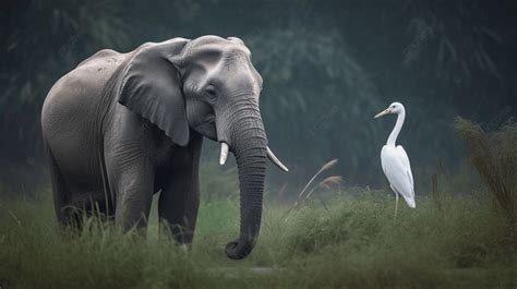 하얀 새가 코끼리 한 마리 옆에 서 있다 아프리카 코끼리와 소 백로 고화질 사진 사진 코끼리 배경 일러스트 및 사진 무료 다운로드 Pngtree