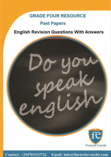 Grade 4 English Paper 5 Revision Questions With Answers Finstock Evarsity Resources