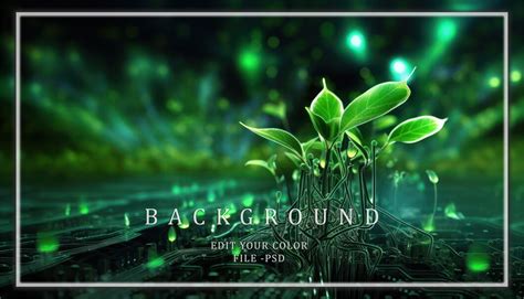 Natures Technology A Sprout Emerging From A Circuit Board Premium Ai Generated Psd